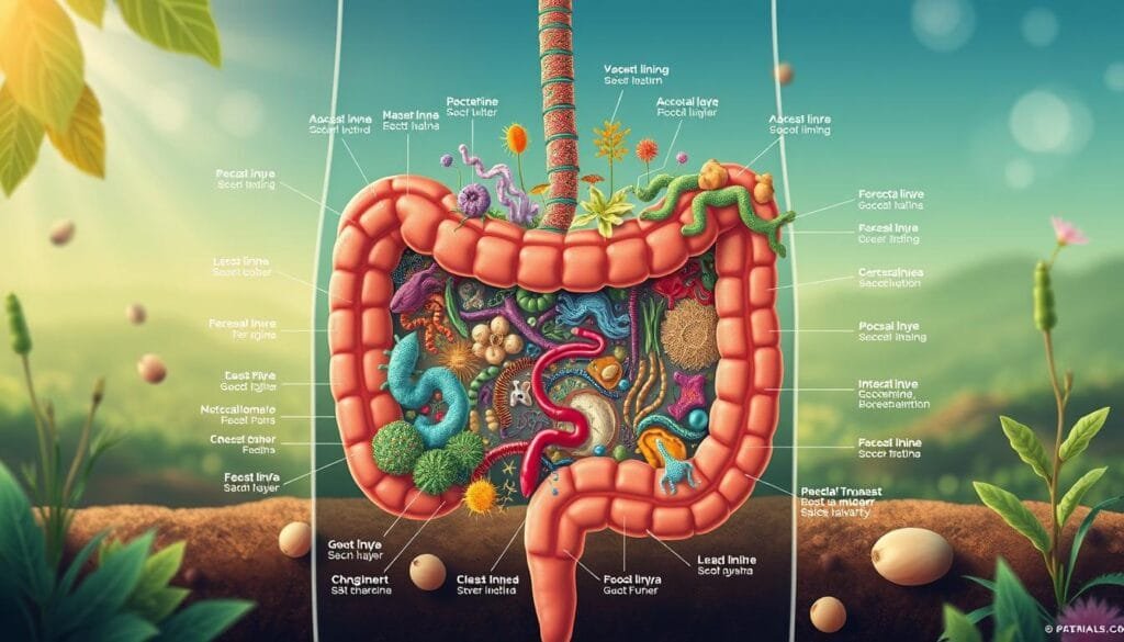 Explore the Gut Microbiome Diagram with Wellness Concept